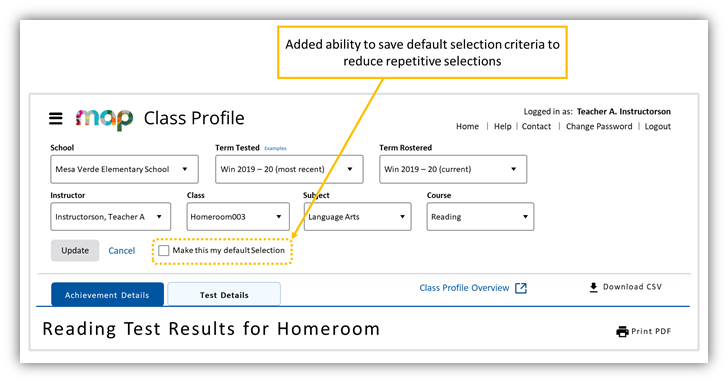NWEA News.Class Profile report improvements