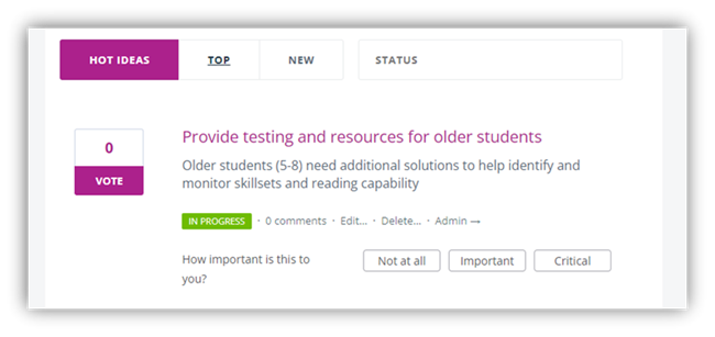 NWEA News.Partner feedback tool - UserVoice