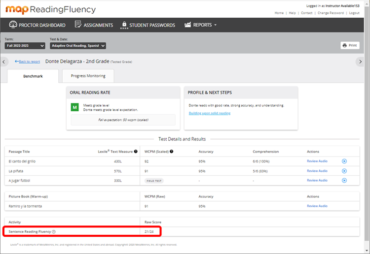NWEA News.Enhancement to the Spanish Oral Reading routing criterion