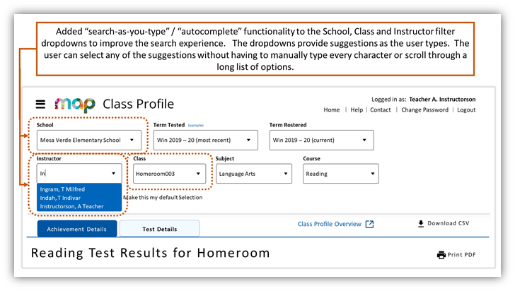 NWEA News.Class Profile report improvements