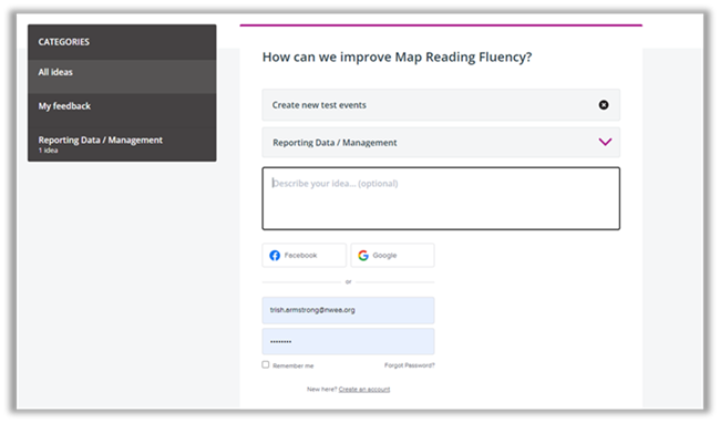 NWEA News.Partner feedback tool - UserVoice