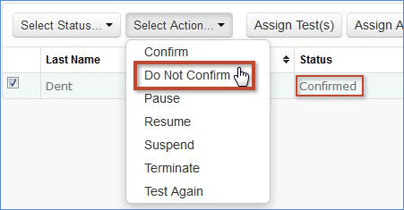 Confirmed student cannot start test